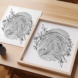 Floral Fingerprint Print, Monochrome Line Art, CSI Office Wall Art ...