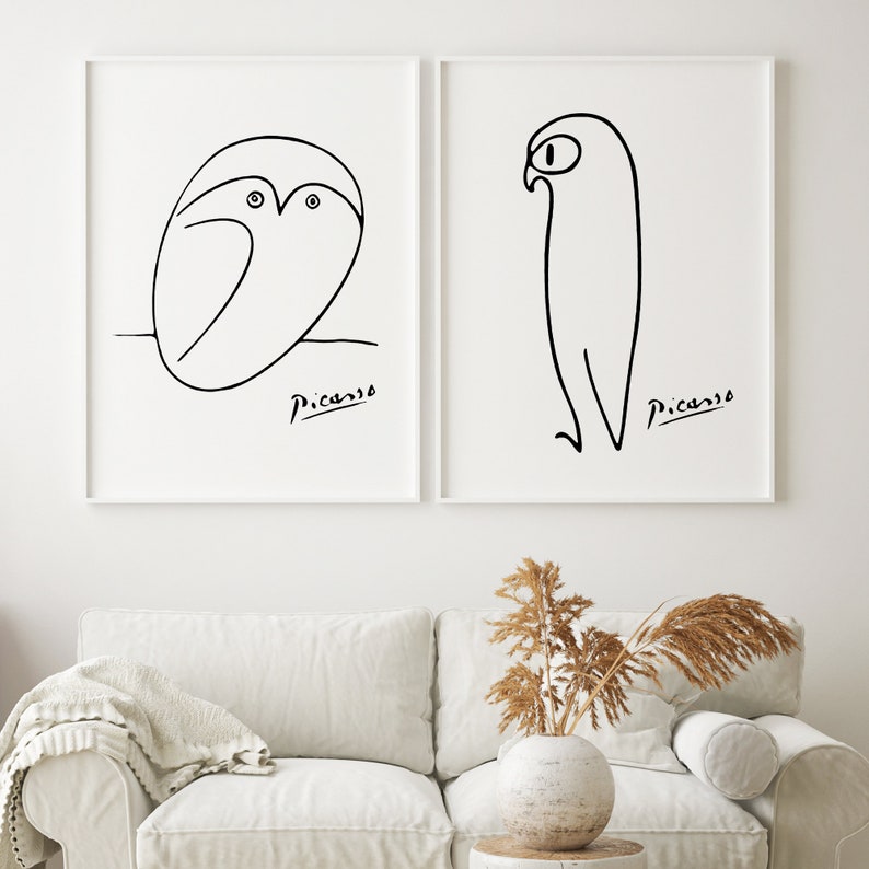 Set of 2 Picasso Owls Wall Art Picasso Animal Print Picasso | Etsy