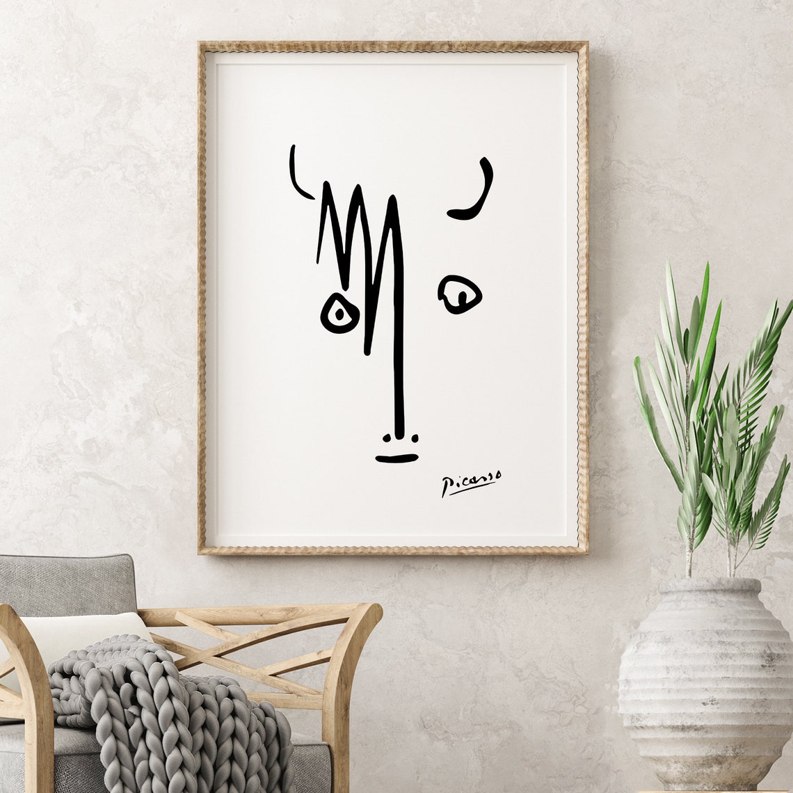 Picasso Bull Line Art Print Pablo Picasso Animal Poster | Etsy