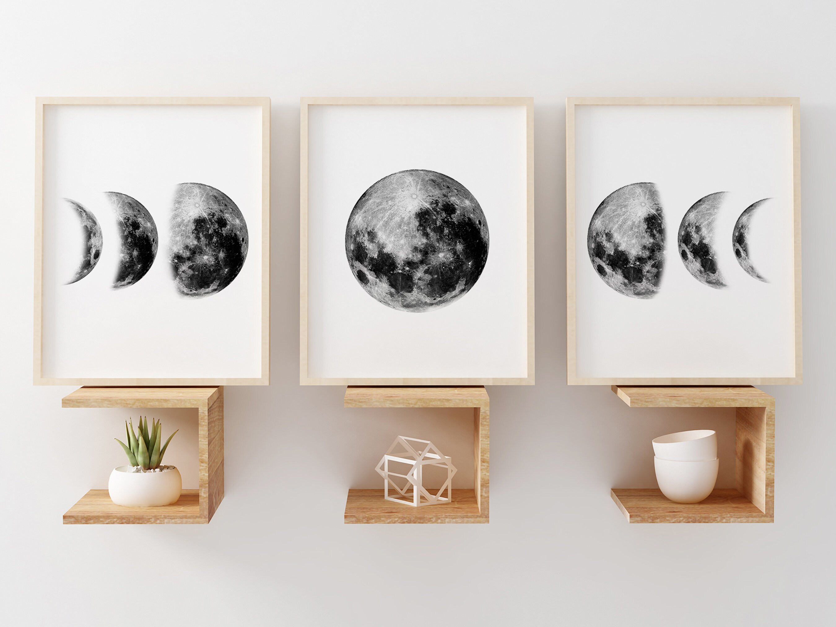 Moon Phases Print Set Celestial Moon Art Modern Boho Poster - Etsy