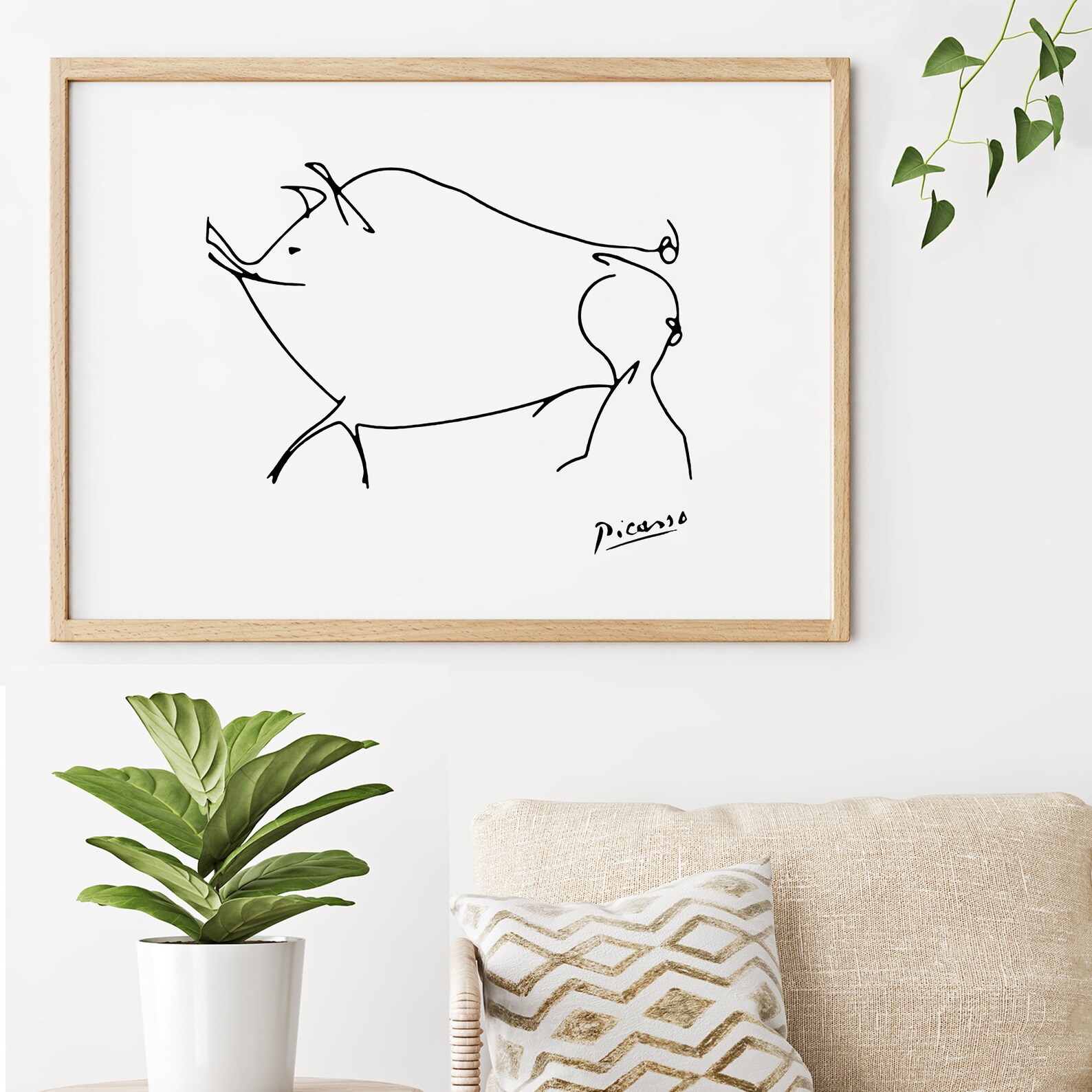 Picasso Pig Line Art Print Pig Line Drawing Picasso Animal - Etsy