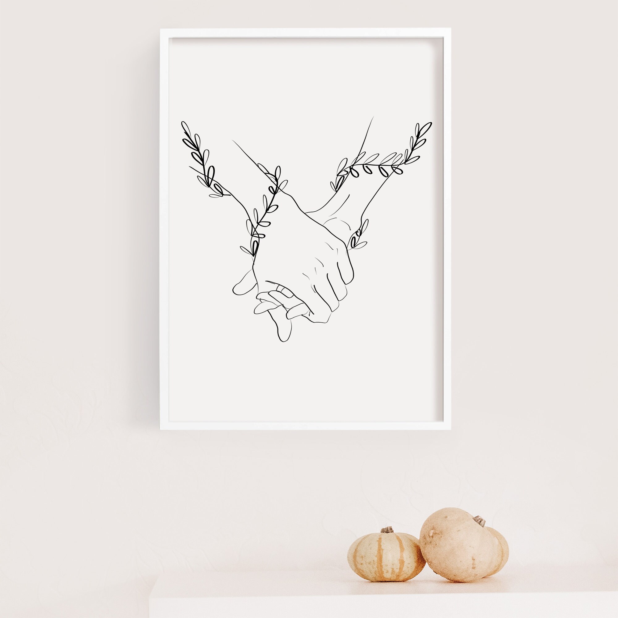 Hand Line Drawing Print Holding Hand Line Art Couple Hand | Etsy
