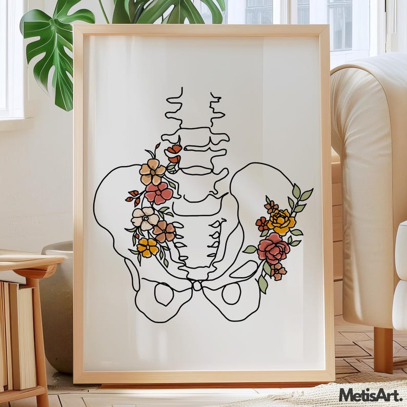 Floral Pelvic Anatomy Art - Minimalist Female Pelvis Bone Poster - Etsy
