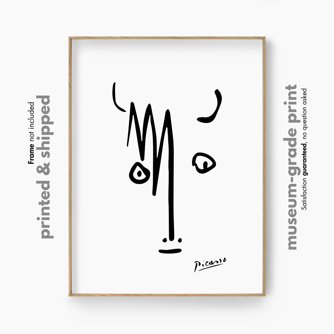 Picasso Bull Line Art Print, Pablo Picasso Animal Poster, Picasso ...