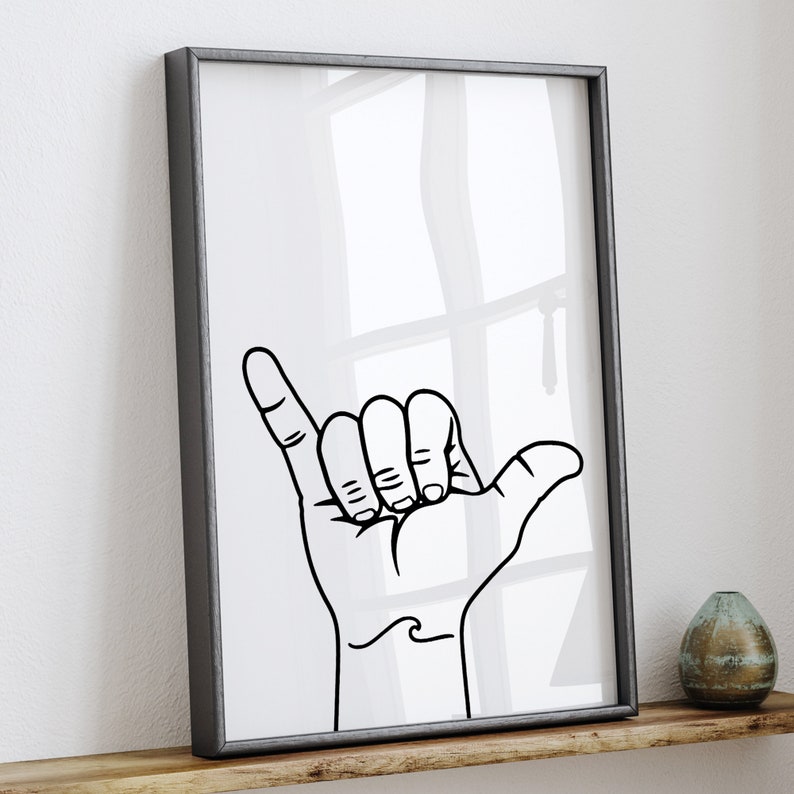 Shaka Hand Printable Wall Art Hang Loose Hand Gesture Mahalo - Etsy