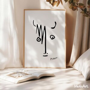 Picasso Bull Line Art Print, Pablo Picasso Animal Poster, Picasso ...