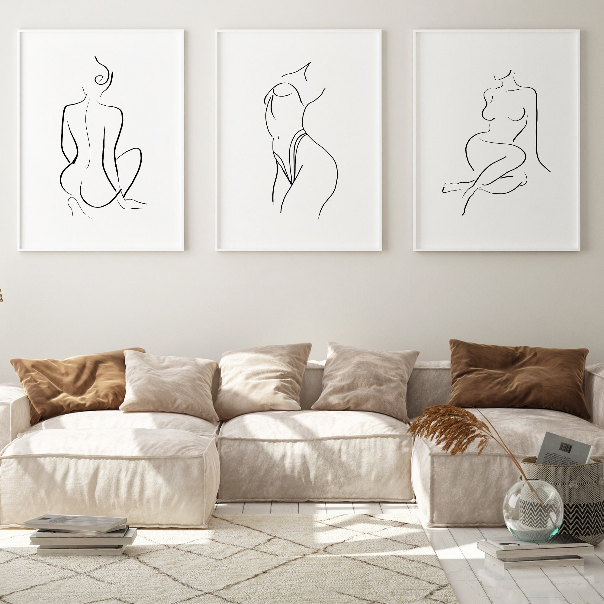 Woman Line Art Print Female Figure Line Art Set Naked Woman | Etsy