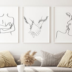 Couple Love Line Art Print Set Romantic Gallery Wall Art - Etsy