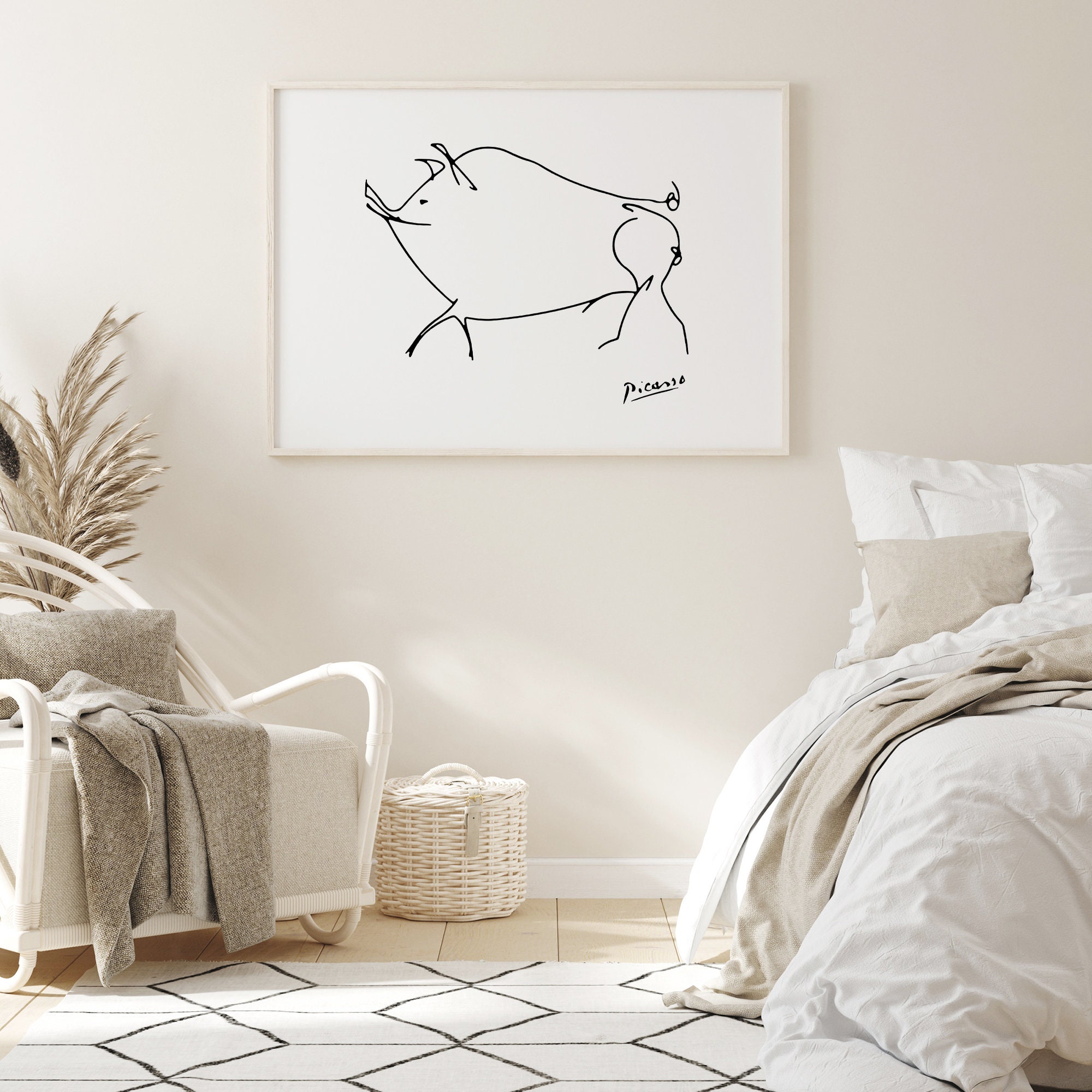 Picasso Pig Line Art Print Pig Line Drawing Picasso Animal | Etsy