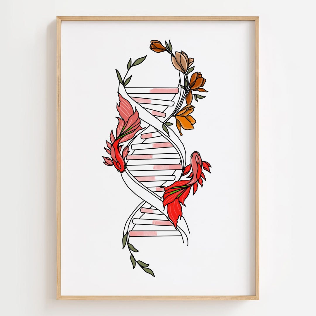 Floral DNA Wall Art, DNA Tree Poster, Genetics Wall Art, Biology Wall ...