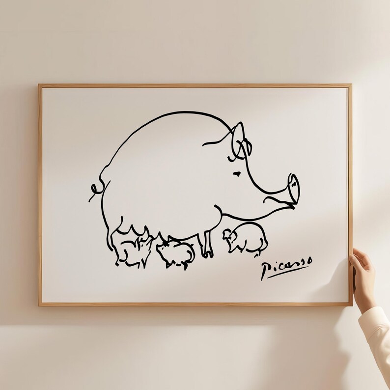 Picasso Pig & Piglets Print: Minimalist Nursery Wall Art - Etsy
