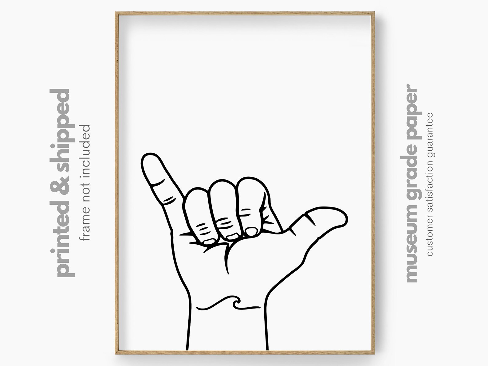 Shaka Hand Line Drawing Shaka Sign Art Print Hand Line Art - Etsy