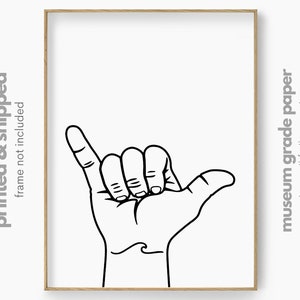 Shaka Hand Line Drawing Shaka Sign Art Print Hand Line Art - Etsy