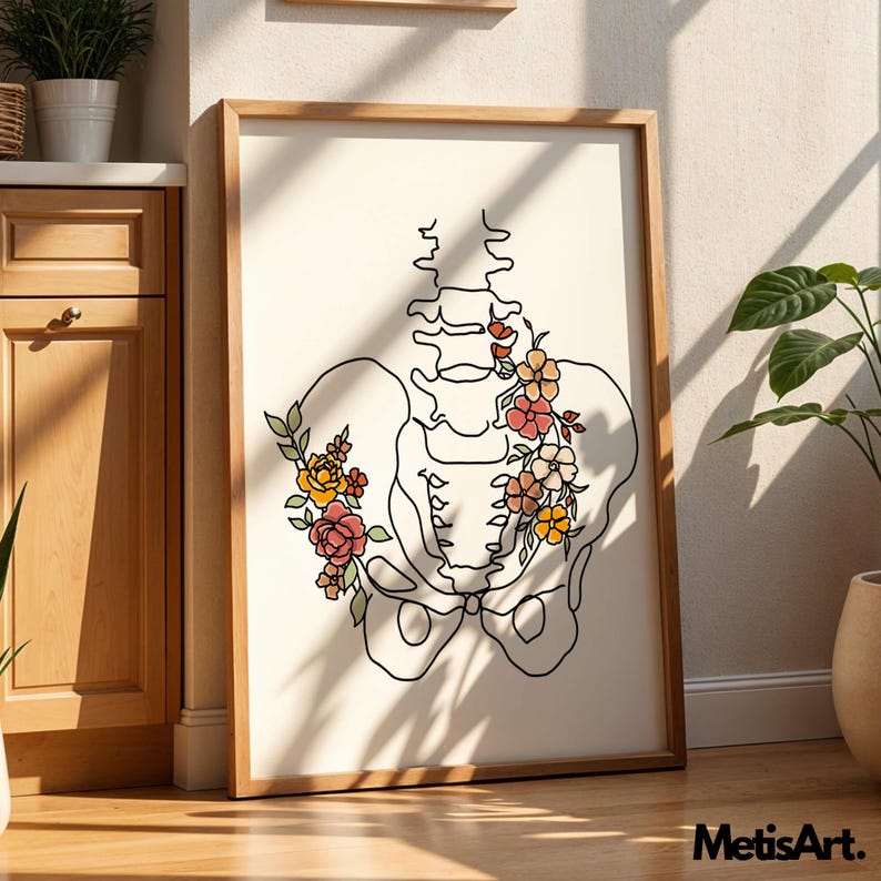 Floral Pelvic Anatomy Art - Minimalist Female Pelvis Bone Poster - Etsy