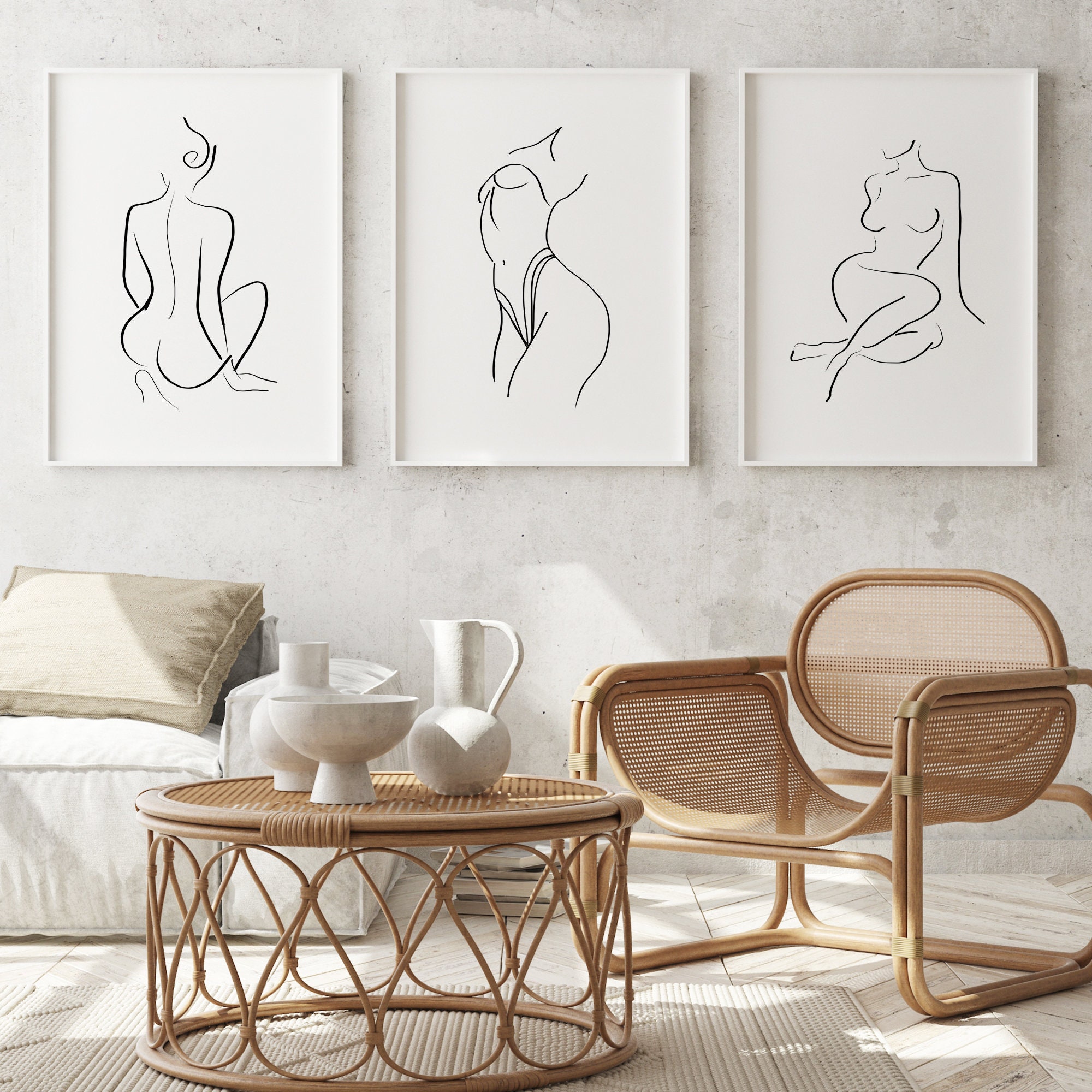 Woman Line Art Print Female Figure Line Art Set Naked Woman | Etsy