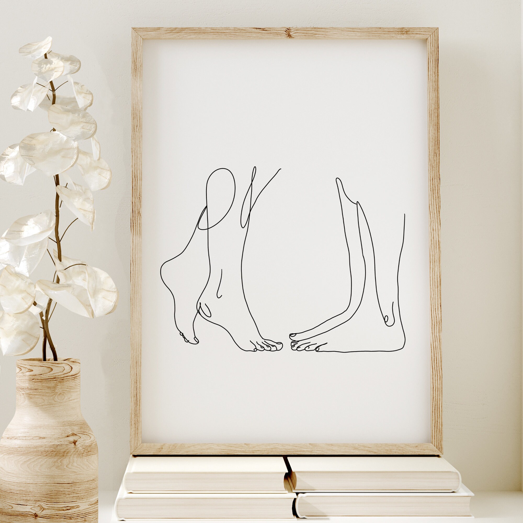 Couple Feet Line Art Romantic Couple Poster Bedroom Art | Etsy
