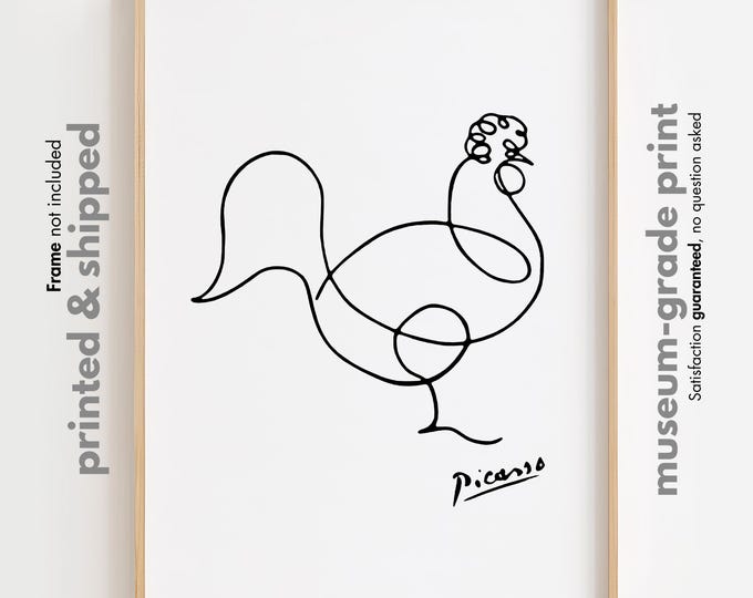 Pablo Picasso, Rooster Line Art, Le Coq Print, Picasso Chicken, Picasso ...