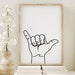 Shaka Hand Line Drawing Shaka Sign Art Print Hand Line Art - Etsy