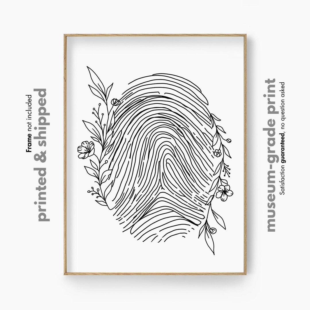 Floral Fingerprint Print, Monochrome Line Art, CSI Office Wall Art ...