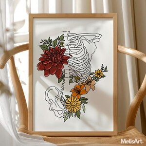 Floral Rib Cage Anatomy Art Print: Medical Decor - Etsy