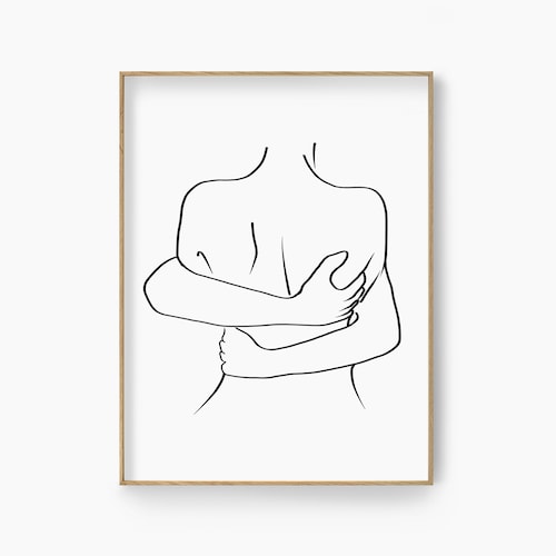 Abstract Couple Line Art Romantic Couple Portrait Poster Etsy