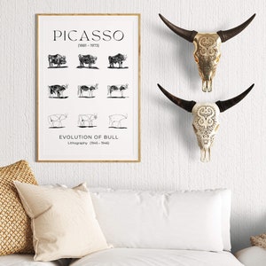 Picasso Evolution of Bull Print, Animal Art Sketch, Picasso Bull Art ...