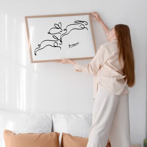 Minimalist Picasso Rabbit Line Drawing, Cubism Rabbit Line Art, Picasso ...