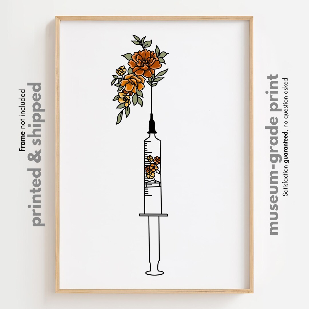 Floral Syringe Art Print: Unique Medical Decor - Etsy