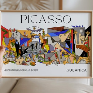 Pablo Picasso Guernica Poster, Colorful Picasso Art, One Line Drawing ...