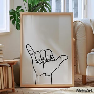 Shaka Hand Printable Wall Art, Hang Loose Hand Gesture, Mahalo Dude ...