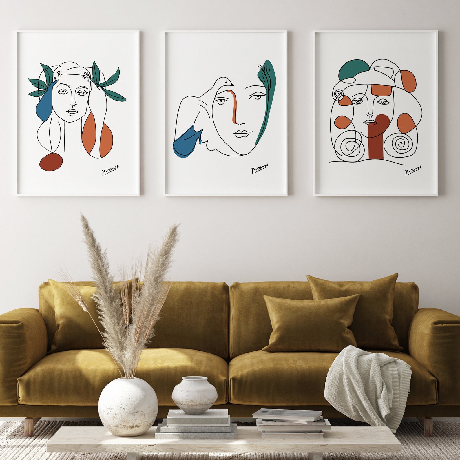 Picasso Art Deco Poster Set Neutral Color Picasso Woman - Etsy