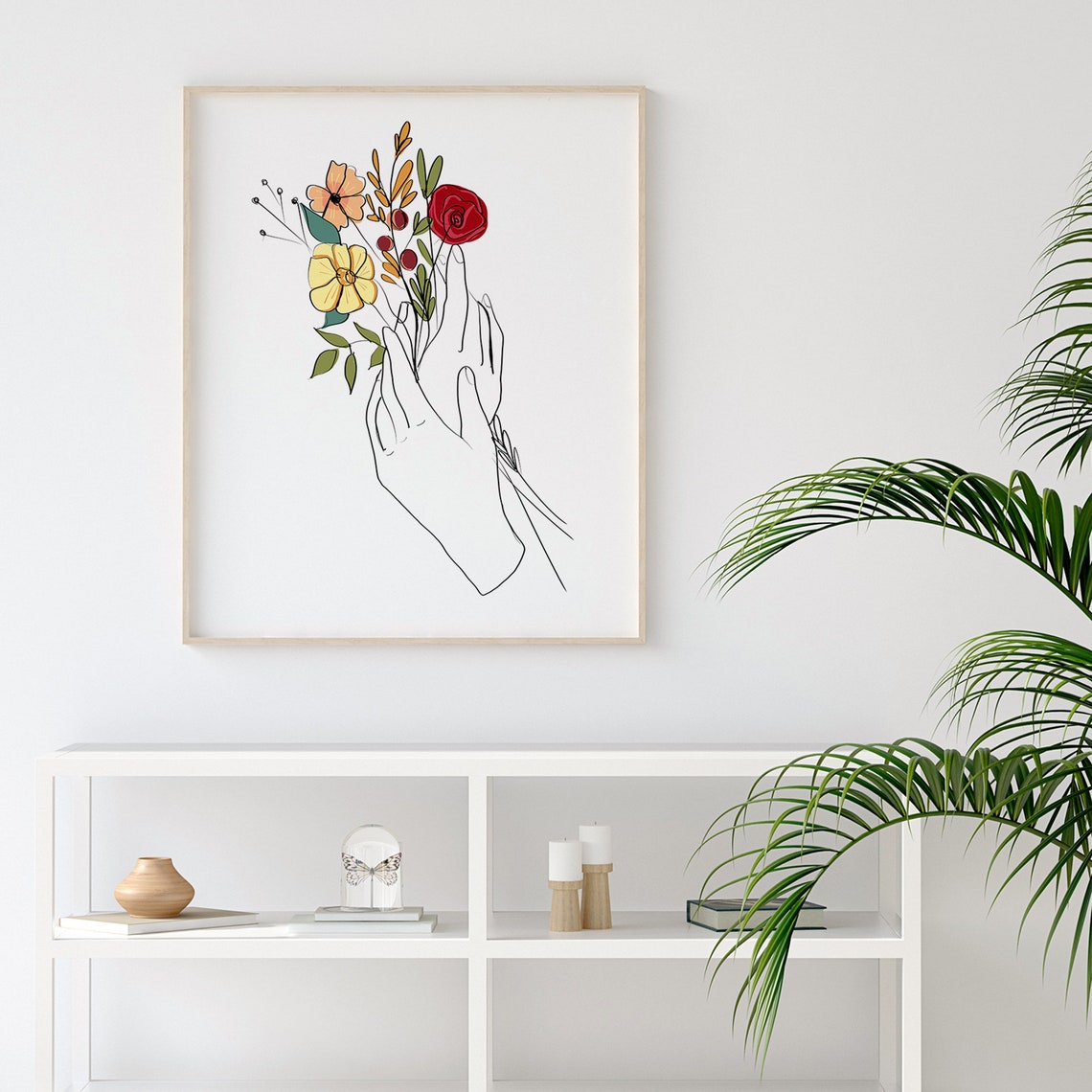 Hands Holding Flower Bouquet Line Art Woman Flower Hands Art | Etsy