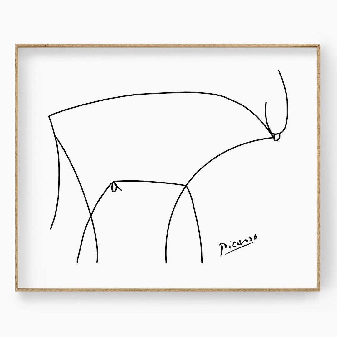 Pablo Picasso Stier Linie Zeichnung, minimalistische Tier Skizze ...