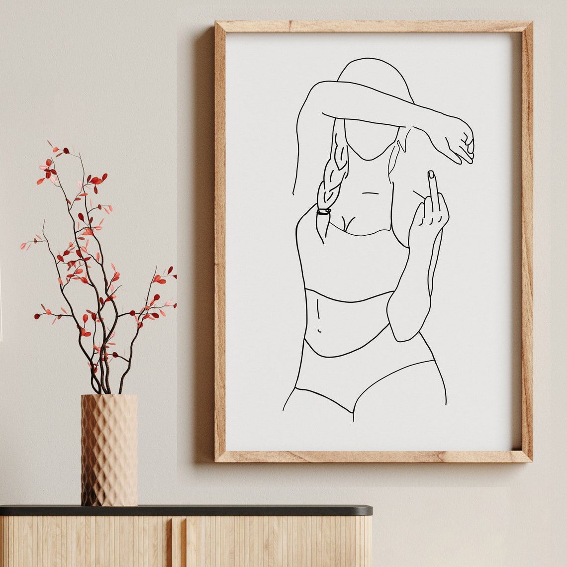 Middle Finger Line Art Print Feminist Wall Art Print Hand - Etsy