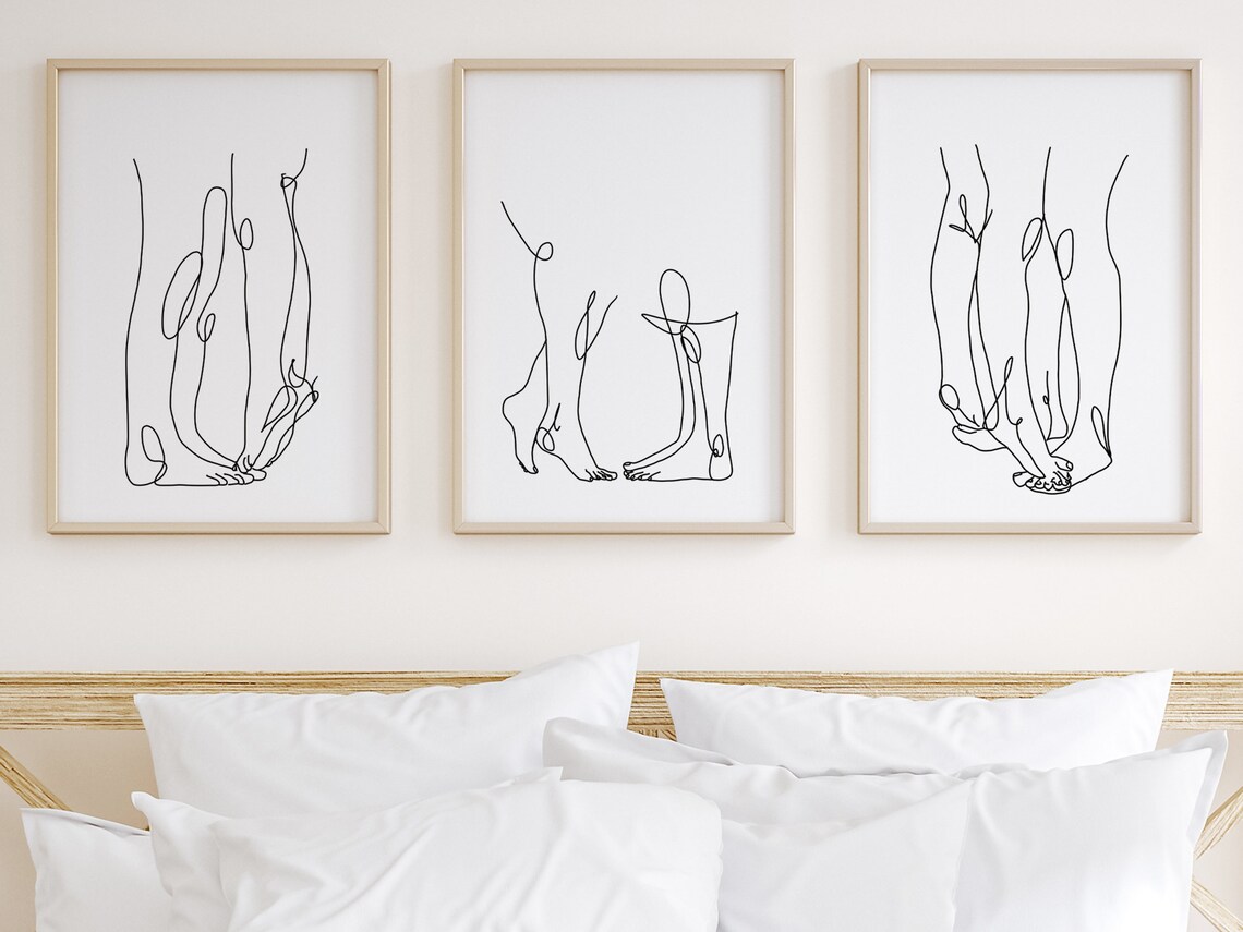Couple Feet Line Art Romantic Couple Feet Print Bedroom Wall - Etsy