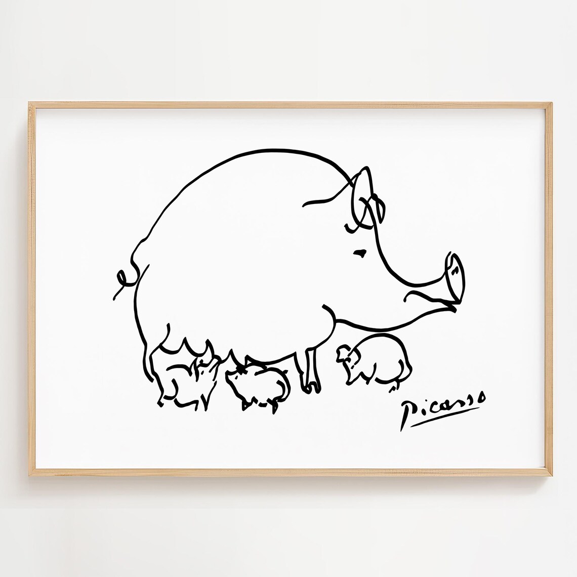 Picasso Pig & Piglets Print: Minimalist Nursery Wall Art - Etsy