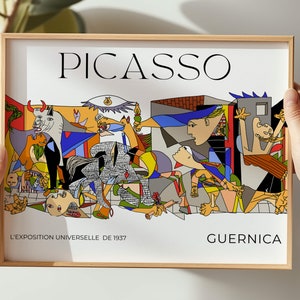 Pablo Picasso Guernica Poster, Colorful Picasso Art, One Line Drawing ...