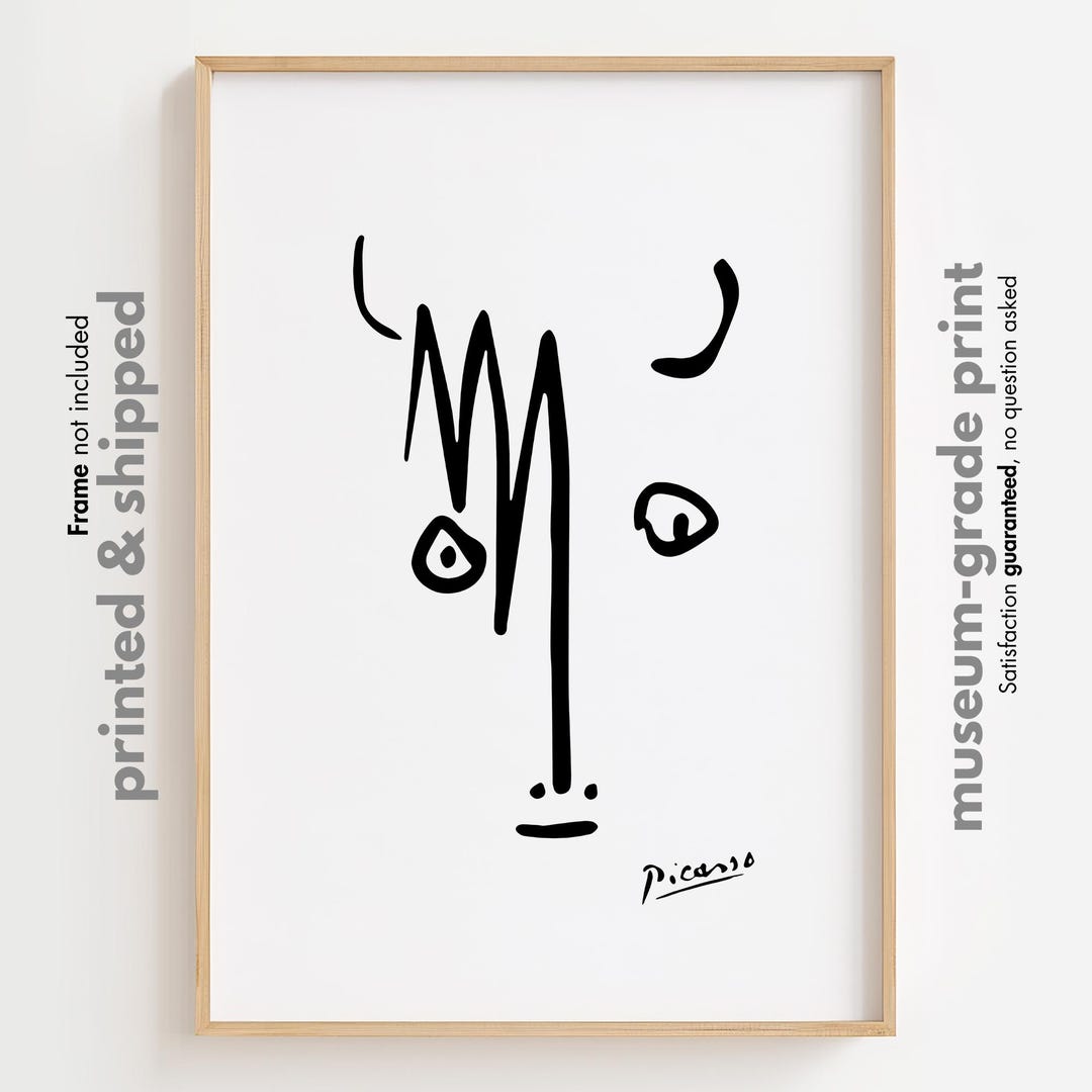 Picasso Bull Line Art Print, Pablo Picasso Animal Poster, Picasso ...