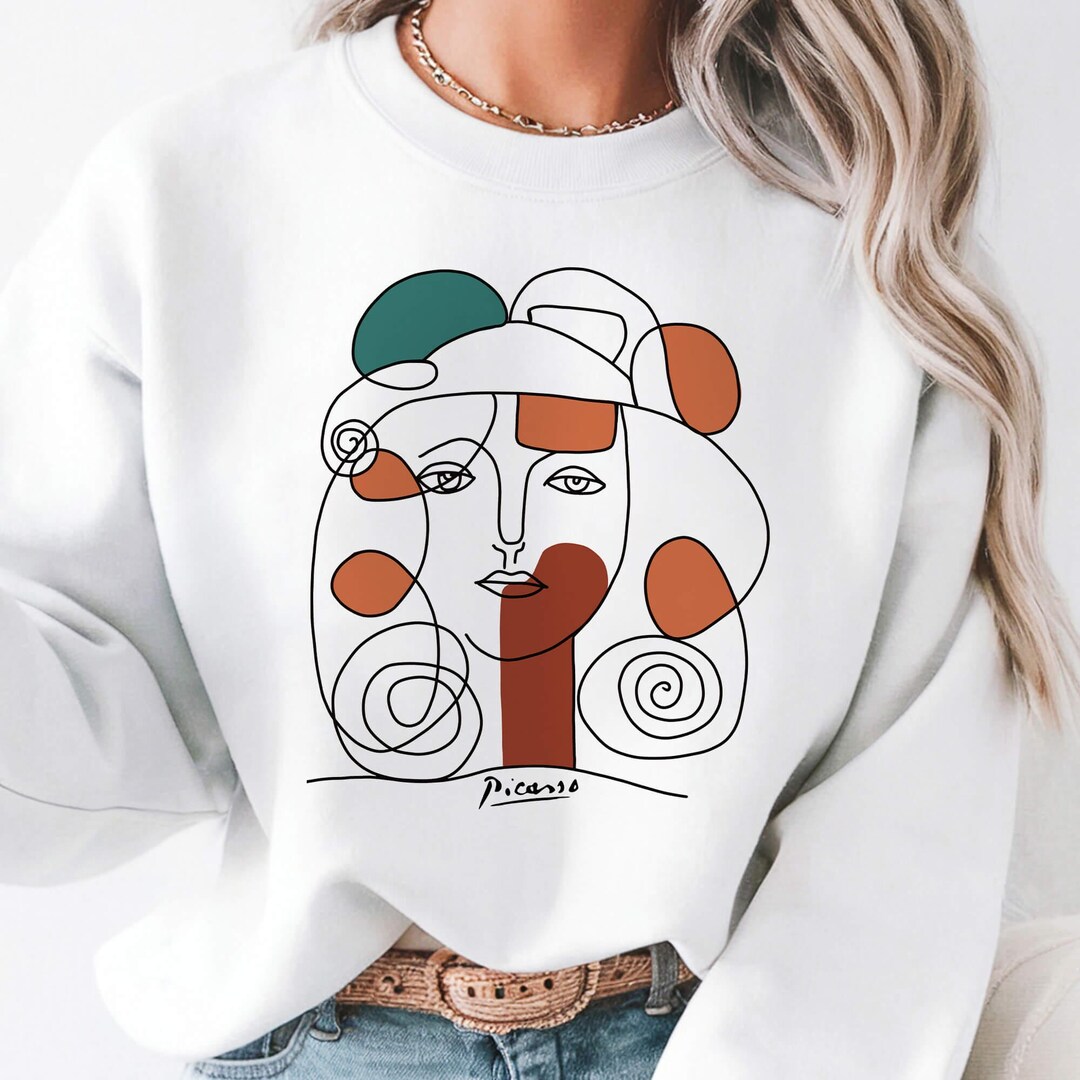 Moletom Boho Picasso Line Art: Bloco de cores terracota, retrato ...