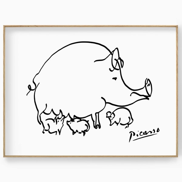 Pig Drawing - Etsy