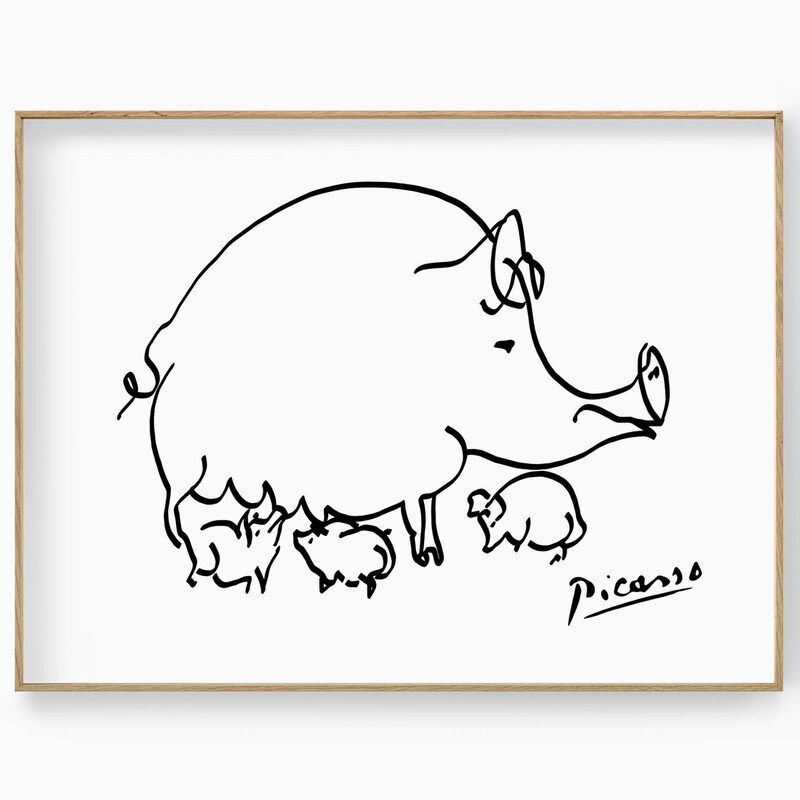 Pig Drawing - Etsy