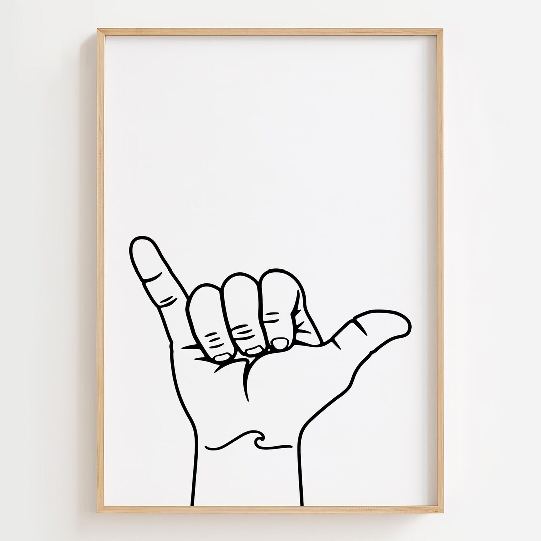 Shaka Hand Printable Wall Art, Hang Loose Hand Gesture, Mahalo Dude ...