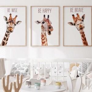 Giraffe Print Set of 3, Giraffe Wall Art Set, Giraffe Set of 3 Poster ...