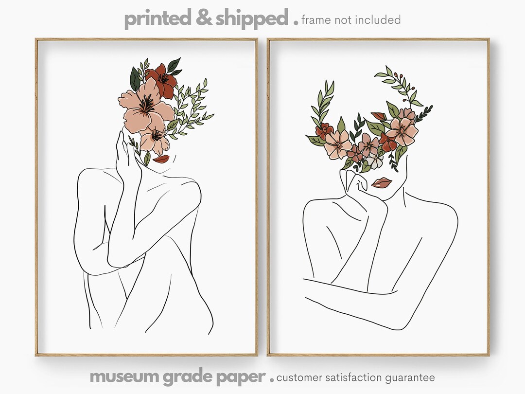 Female Figure Poster Flower Head Woman Wall Art Colorful - Etsy