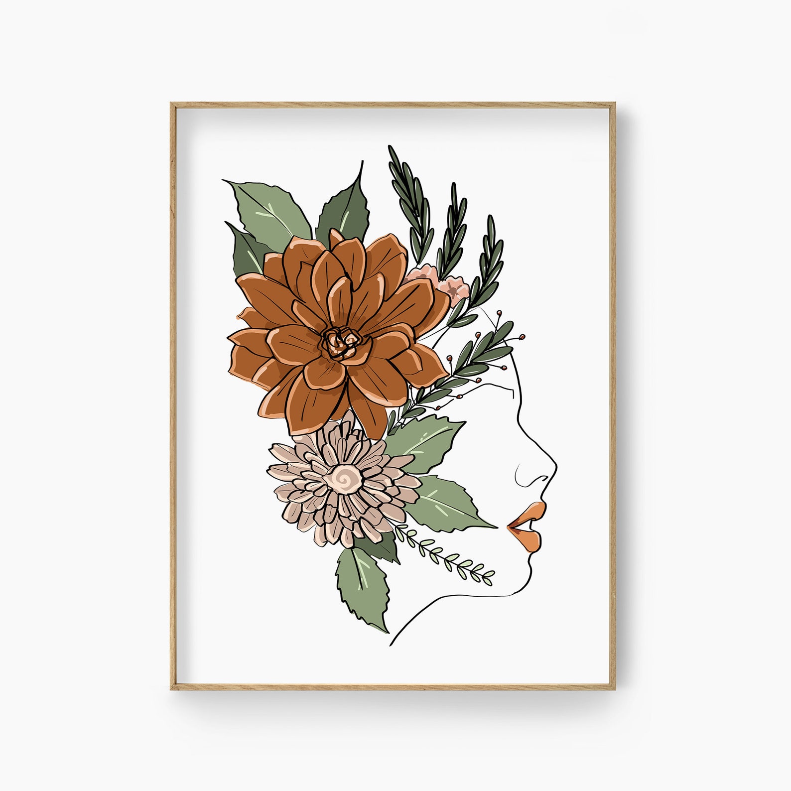 Woman With Flowers Line Art Print Female Abstract Figure Line - Etsy