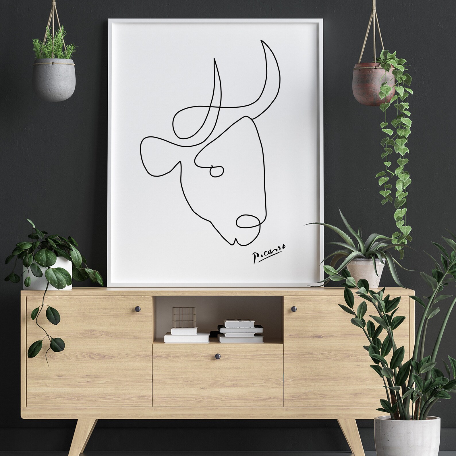 Picasso Bull Head Drawing Abstract Picasso Bull Print | Etsy