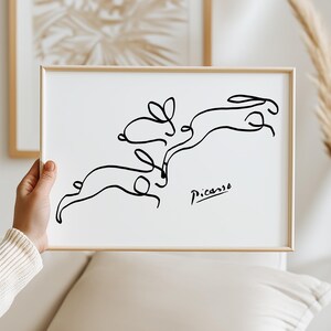Picasso Rabbit Line Art Print: Minimalist Nursery Sketch (digital ...