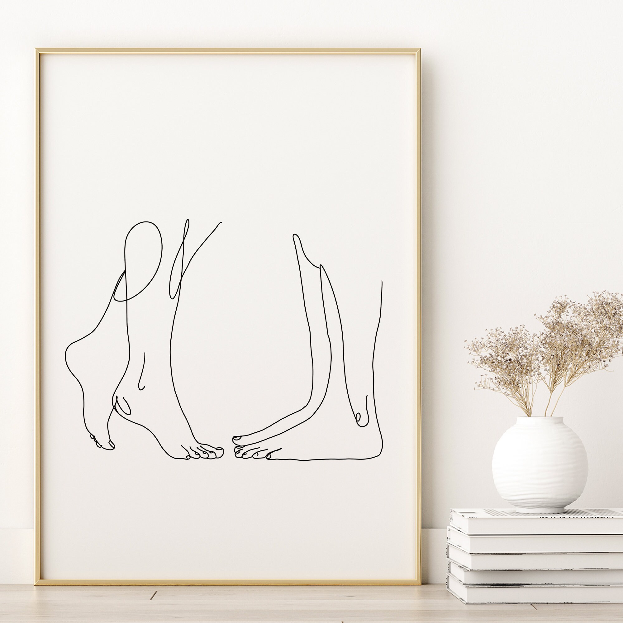 Couple Feet Line Art Romantic Couple Poster Bedroom Art | Etsy