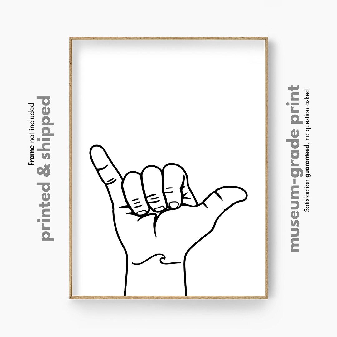 Shaka Hand Line Drawing Shaka Sign Art Print Hand Line Art - Etsy