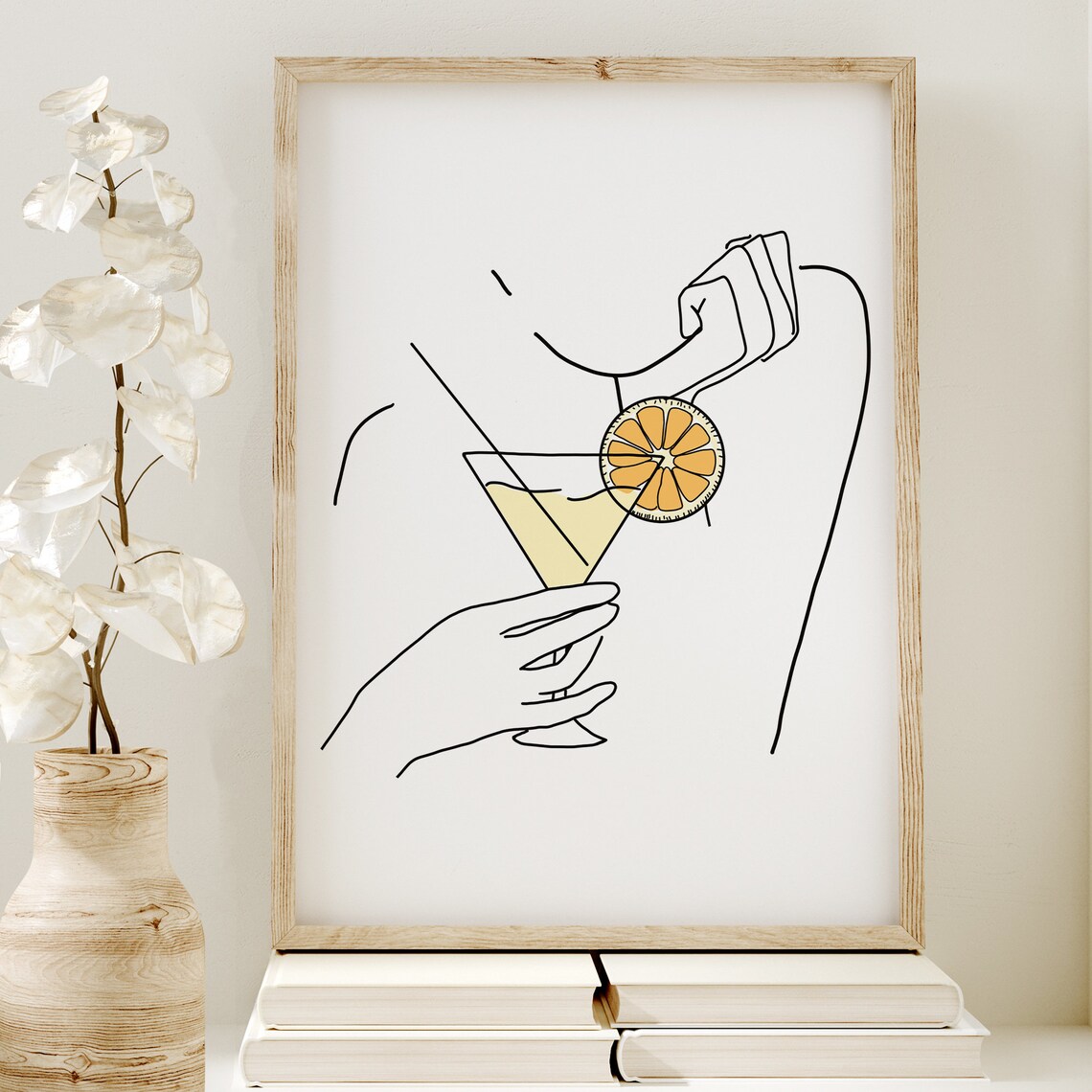 Woman Cocktail Line Art Print Minimalist Cocktail Gift - Etsy